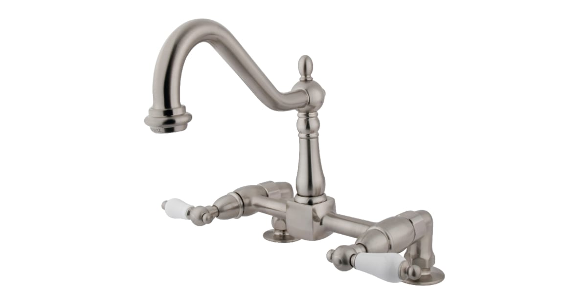 Kingston Brass KS1148PL Heritage 1.8 GPM Widespread Bridge Kitchen Faucet - Includes Escutcheon ...