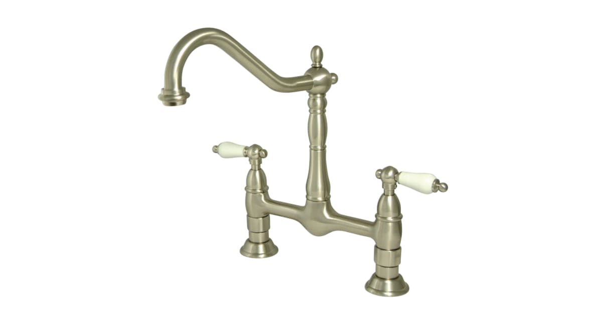 Kingston Brass KS1178PL Heritage 1.8 GPM Widespread Bridge Kitchen Faucet - Includes Escutcheon ...