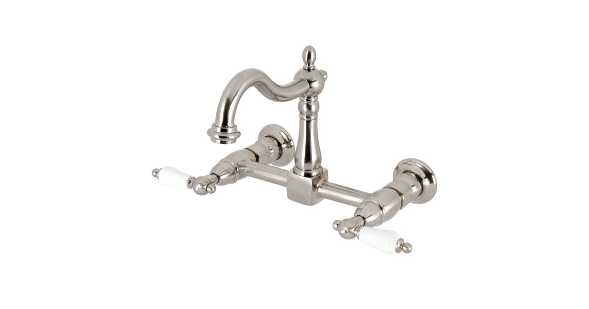 Kingston Brass KS1268PL Heritage 1.8 GPM Wall Mounted Widespread Bridge Kitchen Faucet | Build.com