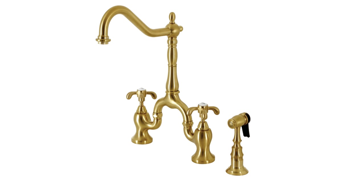 Kingston Brass KS7757TXBS French Country 1.8 GPM Bridge Kitchen Faucet ...