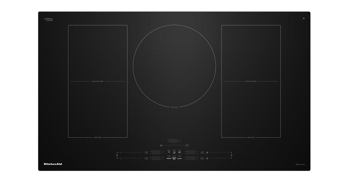 KitchenAid KCIT736SBL 36 Inch Wide 5 Burner Electric Cooktop with Even ...