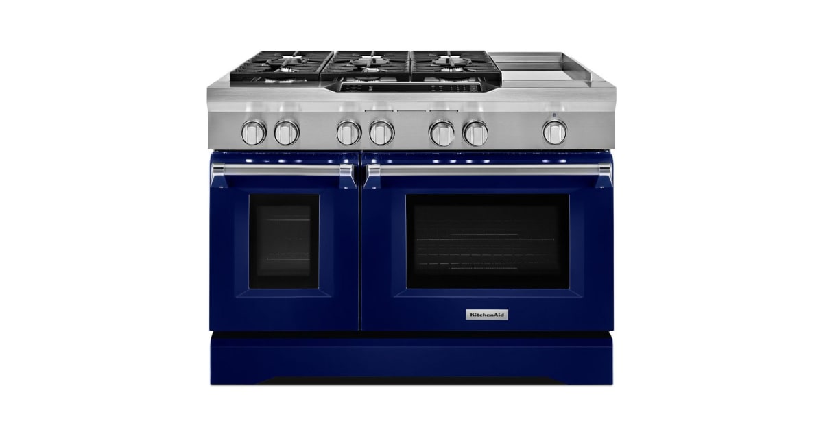 KitchenAid KDRS483VBU 48 Inch Wide 6.3 Cu. Ft. Slide-In Dual Fuel Range ...