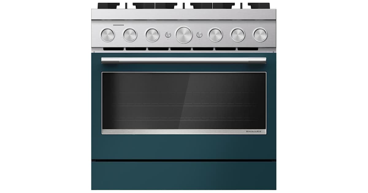 KitchenAid KFDS936SAG 36 Inch Wide Free Standing, Slide In Dual Fuel ...