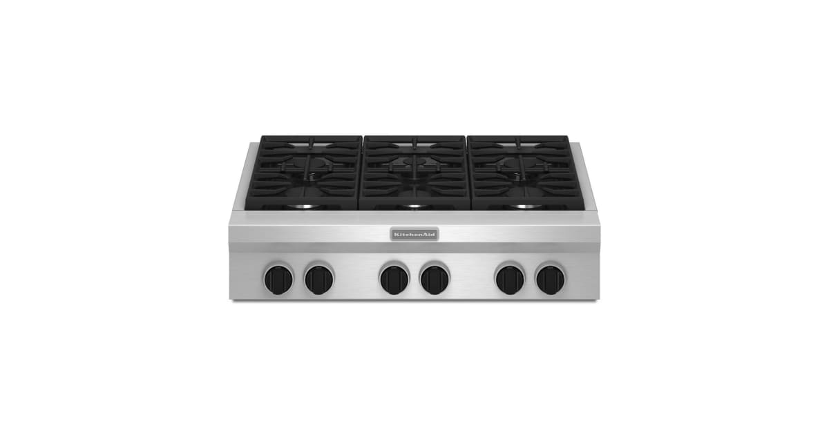 KitchenAid KGCU467VSS 36 Inch Wide Commercial Style Gas Rangetop with ...