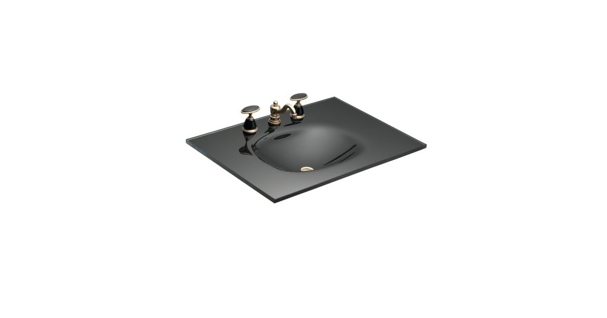 Kohler K-2372-10-Y1 Runway 17-1/8" Glass Drop In Bathroom Sink with 3 ...