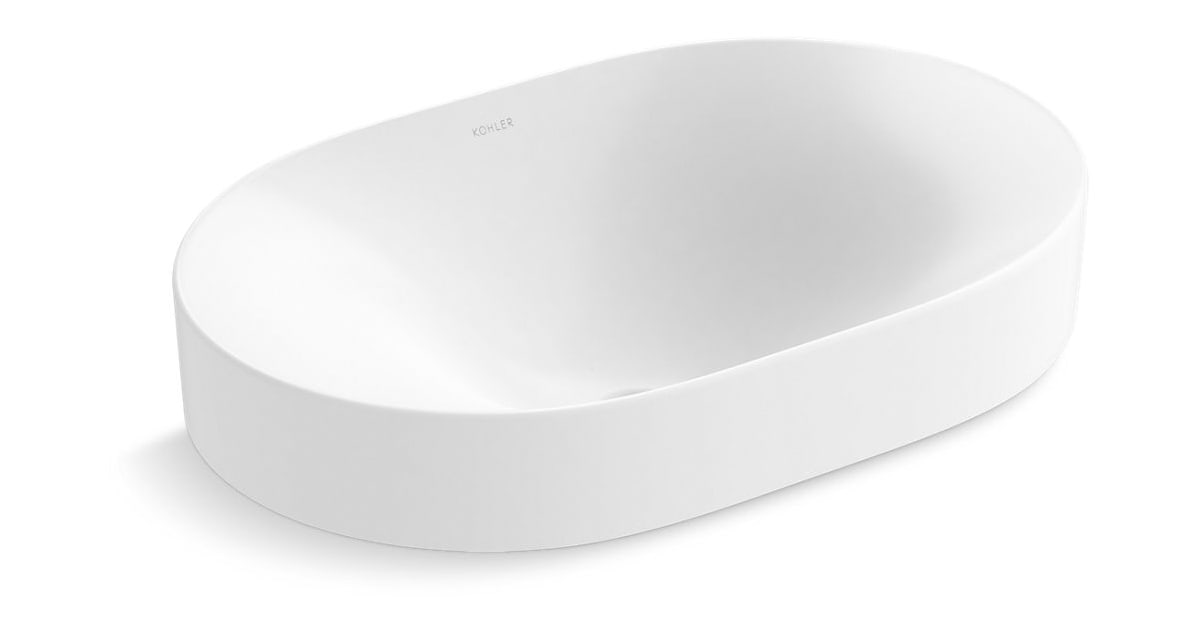Kohler K-31701-0 Chalice 22-13/16" Oval Vitreous China Vessel Bathroom Sink with Overflow ...