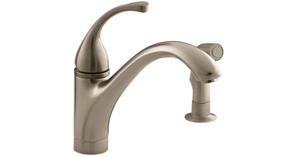 Kohler K-10416-BV Forte Single Handle Kitchen Faucet with Side Spray ...