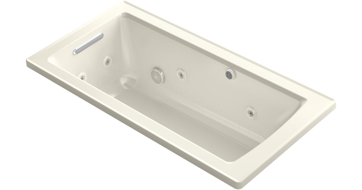 Kohler K-1947-XHGH-96 Archer 60" Drop In Acrylic Air/Whirlpool Tub with ...
