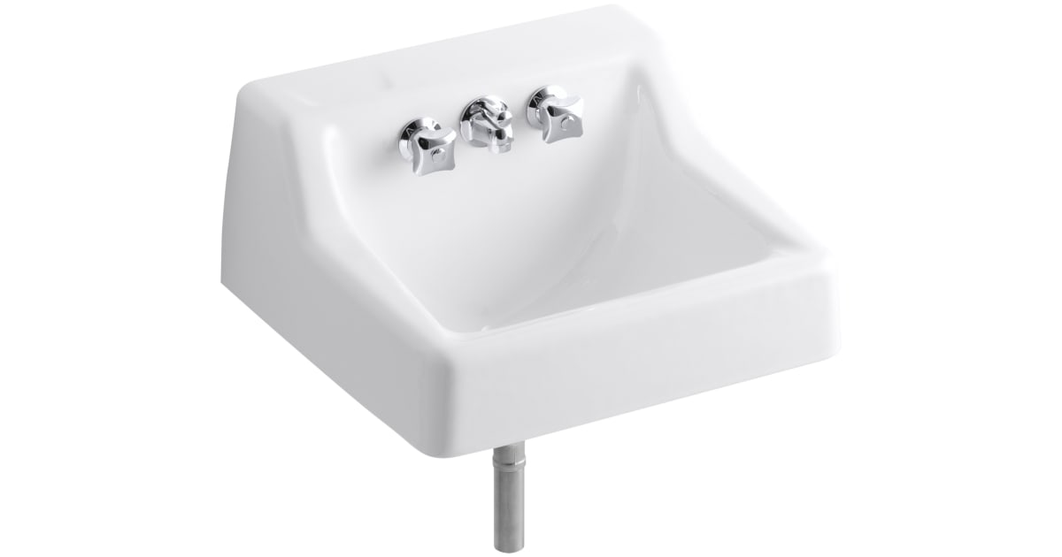 Kohler K-2703-0 Hampton Cast Iron Wall Mounted Bathroom Sink with ...