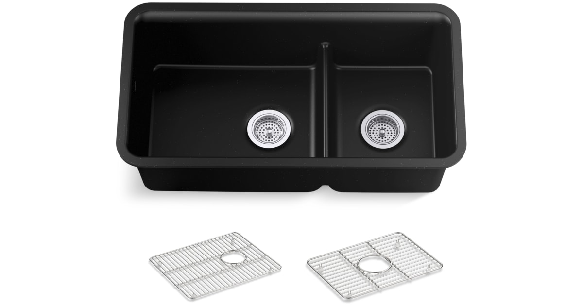 Kohler K-27786-CM1 Cairn Smart Divide 33-1/2" Undermount Double Bowl ...