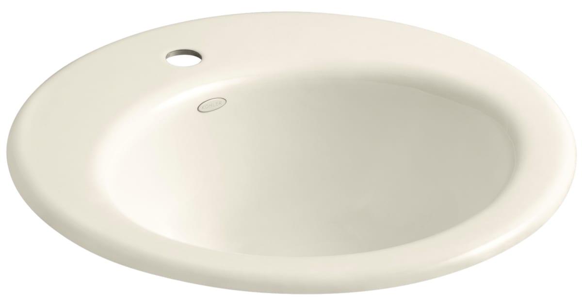 Kohler K-2917-1-47 Radiant 19" Drop In Enameled Cast Iron Bathroom Sink ...