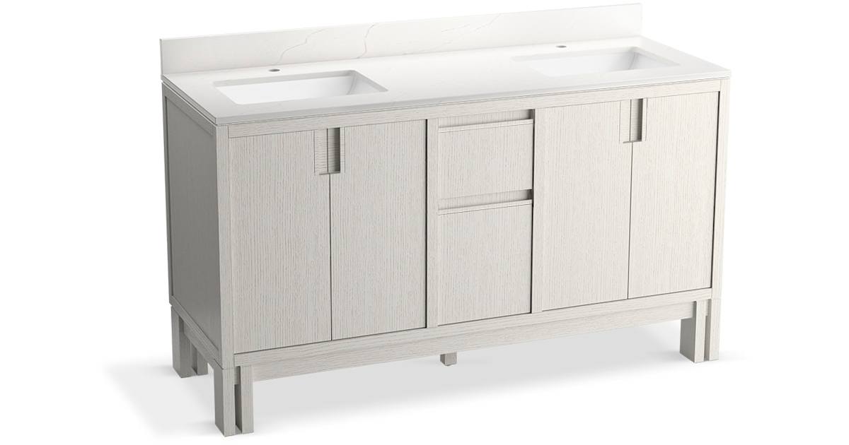 Kohler K-32840-GW0 Solive 60" Free Standing Double Basin Vanity Set ...