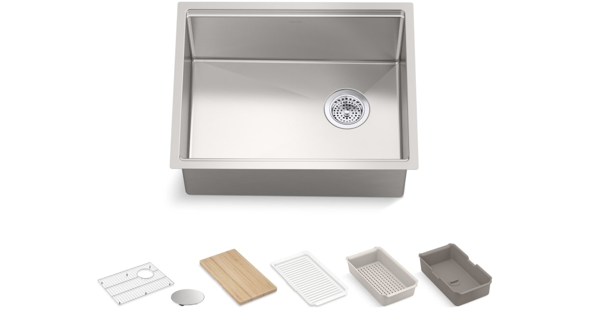 Kohler K-33659-PC-NA Strive 23" Undermount Single Basin Stainless Steel ...