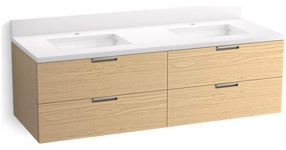 Kohler K-34657-WEK Maxstow 60" Wall Mounted Double Basin Vanity Set ...