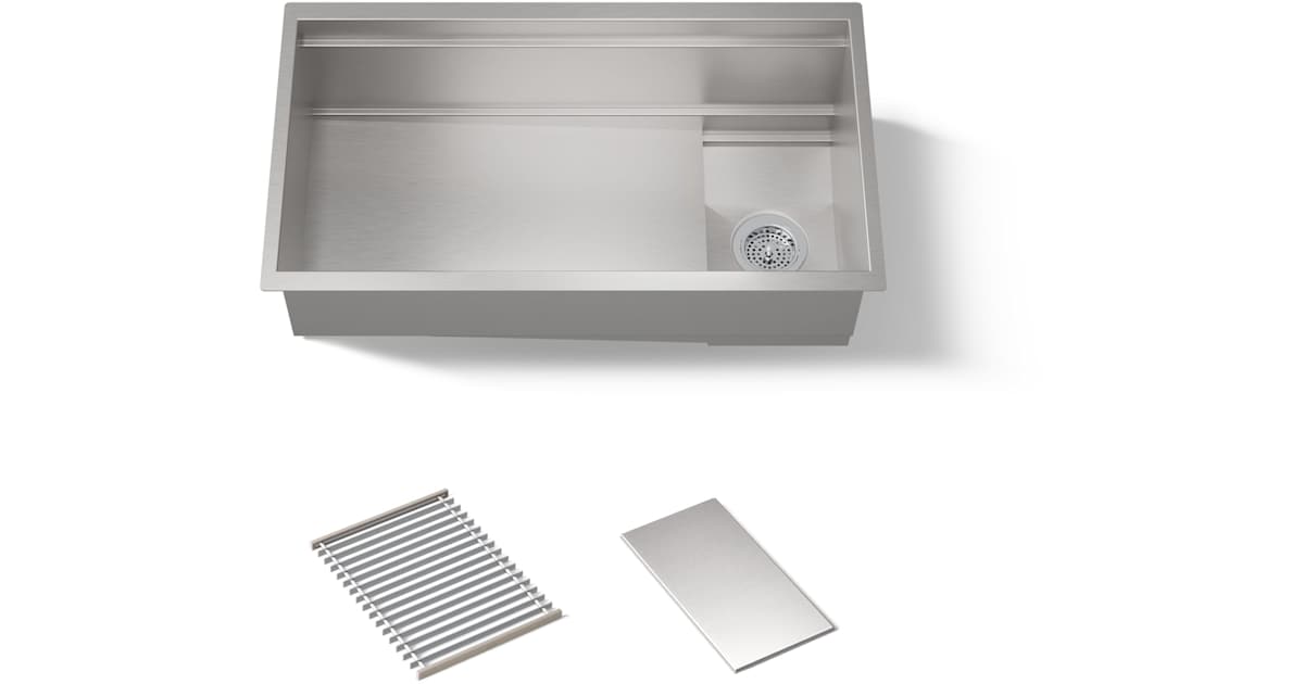 Kohler K-37908-NA Synthos 33-3/4" Undermount Single Basin Stainless ...