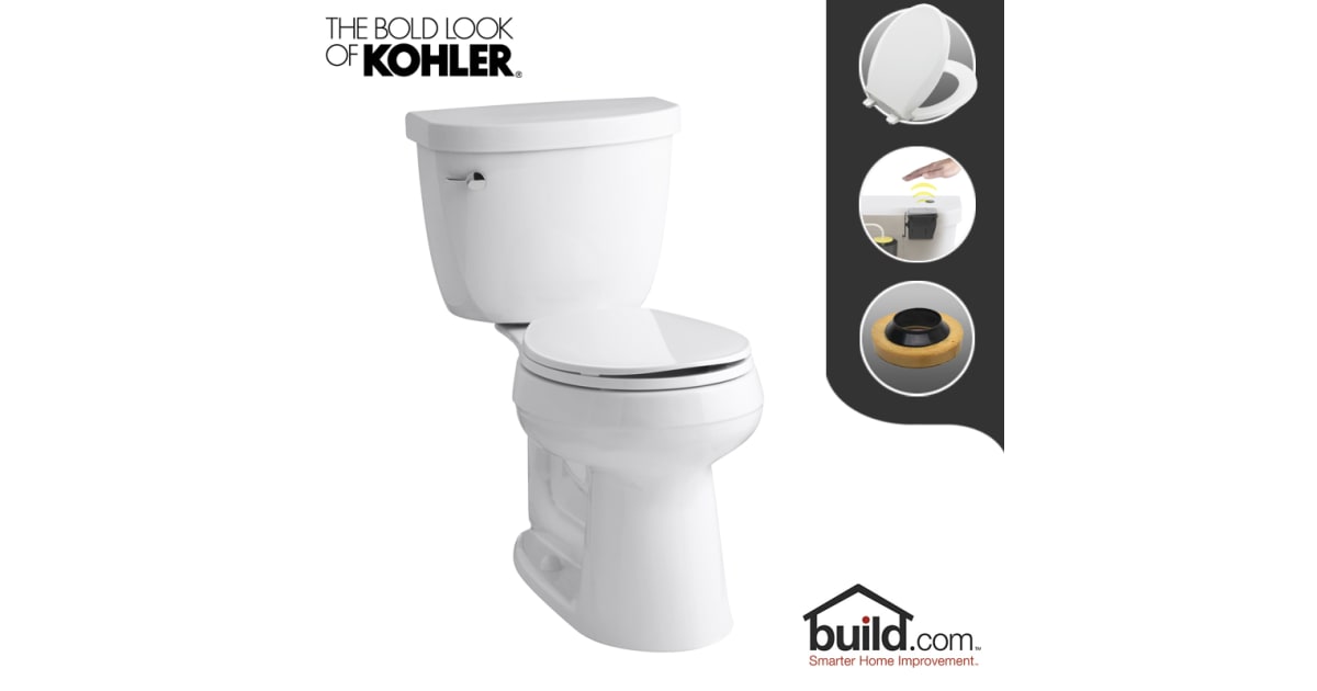 Kohler K-3887-0-Touchless Cimarron 1.28 GPF Two-Piece Round Comfort ...