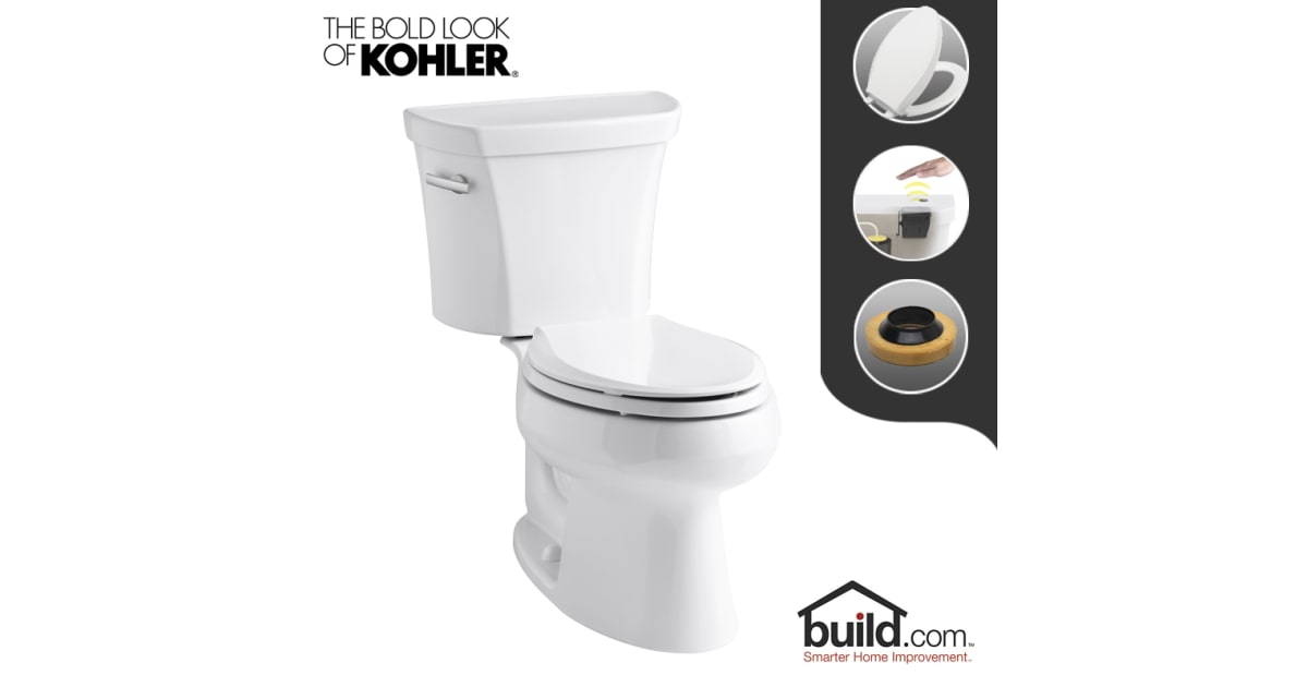 Kohler K-3978-0-Touchless Wellworth 1.6 GPF Elongated Two-Piece Toilet ...