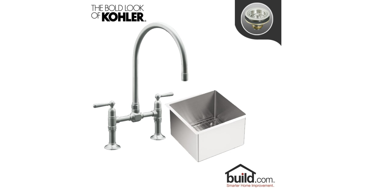 Kohler K-5287/K-7337-4-BS Strive Kitchen Kit with 15" | Build.com