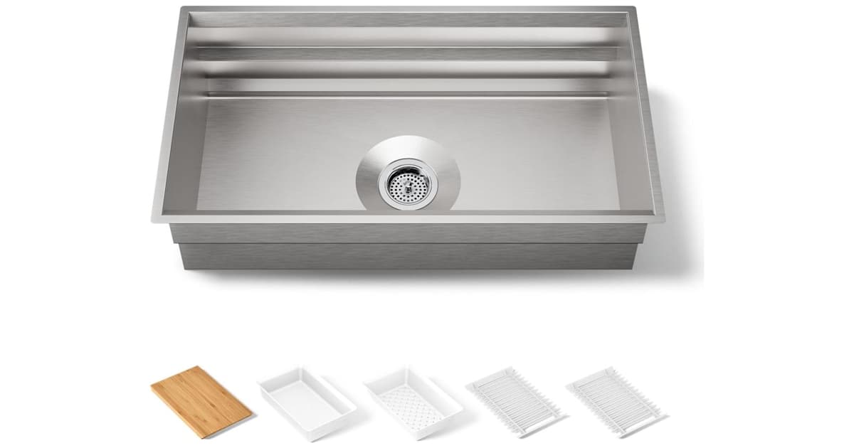 Kohler K-5540-NA Prolific 33" Workstation Single Basin Undermount ...