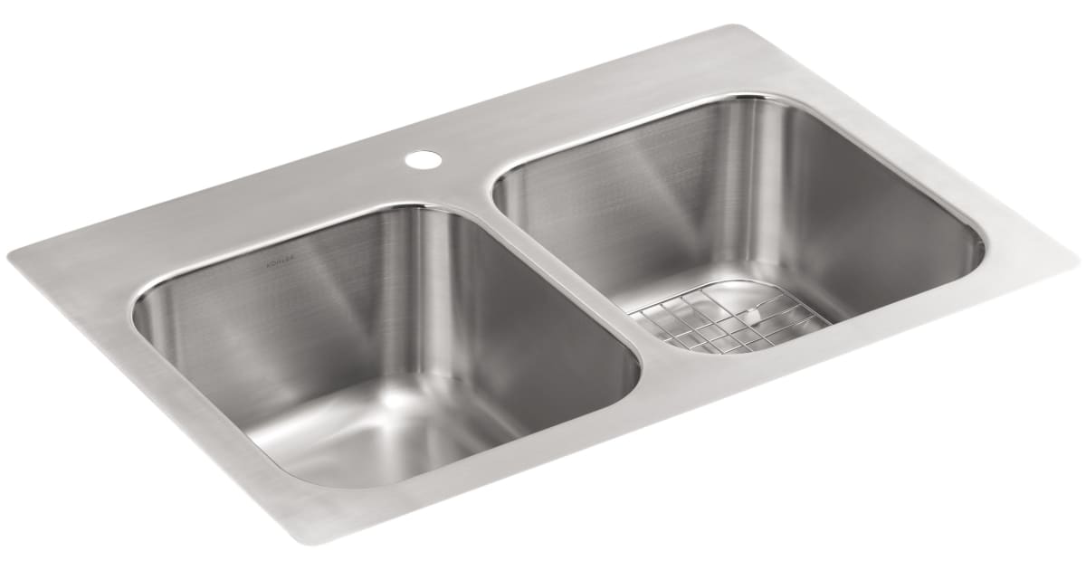 Kohler K-5797-1-NA Eventide 33" Double Basin Top-Mount/Under-Mount 18 ...