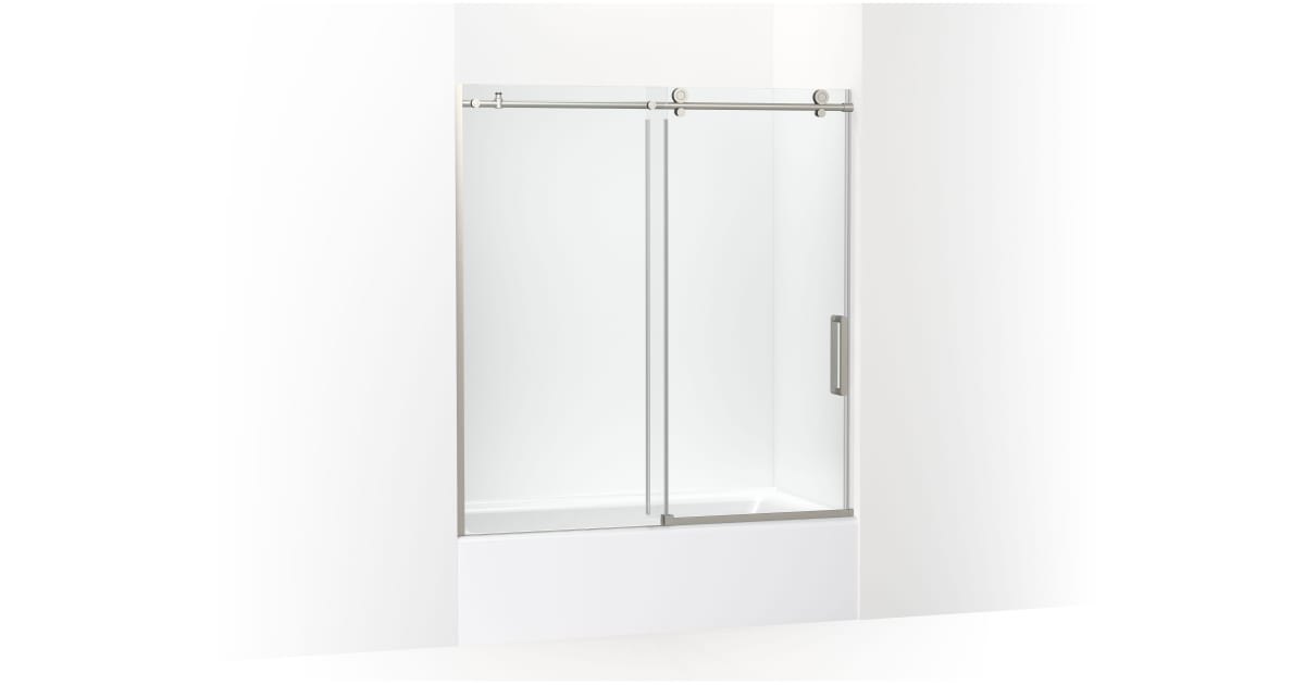 Kohler K-701694-L-BNK Composed 62" High x 59-7/8" Wide Sliding Semi Frameless Tempered Glass Tub ...