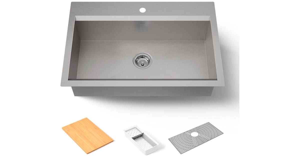 Kohler K-80084-1PC-NA Task 33" Undermount Single Basin Stainless Steel ...