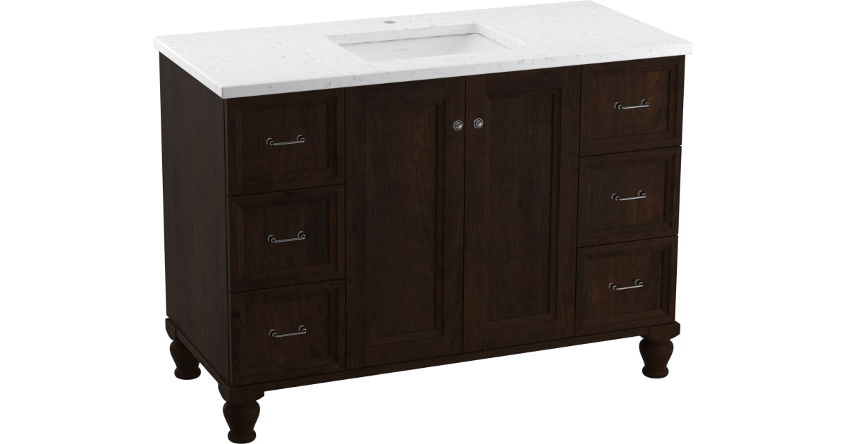 Kohler K-CM99522-BD1-1WB Damask 48" Free Standing Single Basin Vanity ...