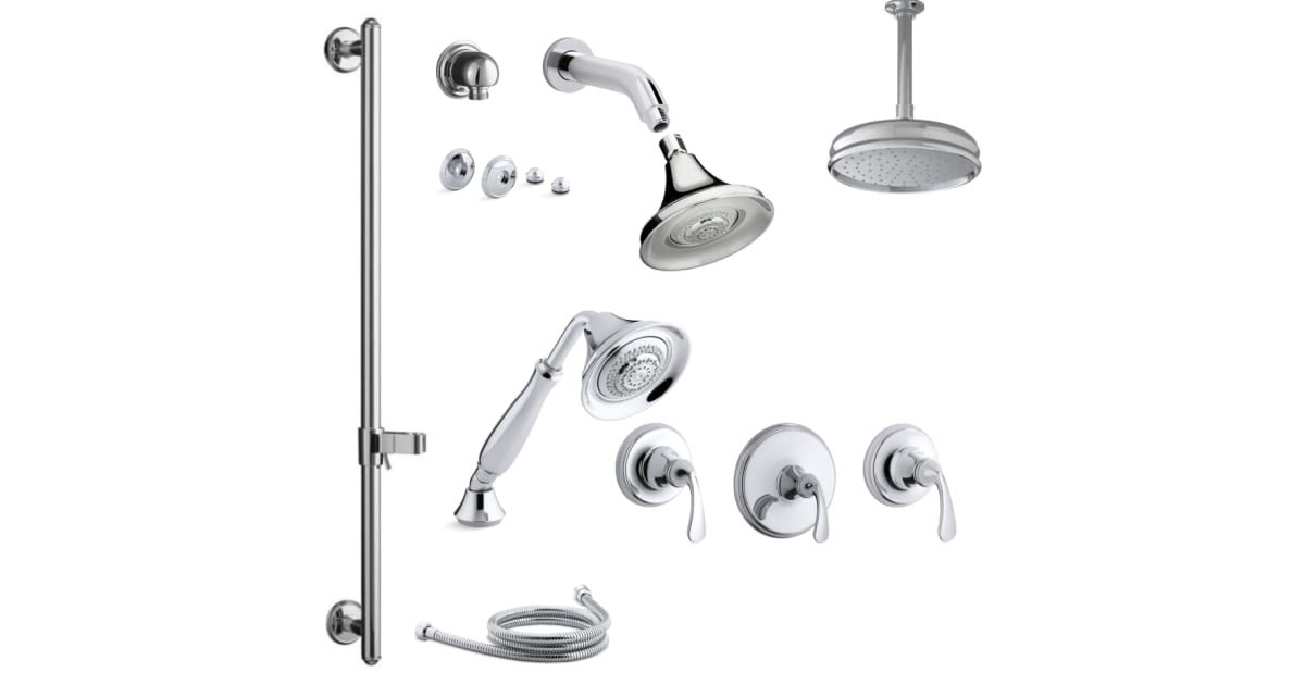 Kohler K-FORTE-MS27S-4-CP Forte Thermostatic Shower System with Multi ...