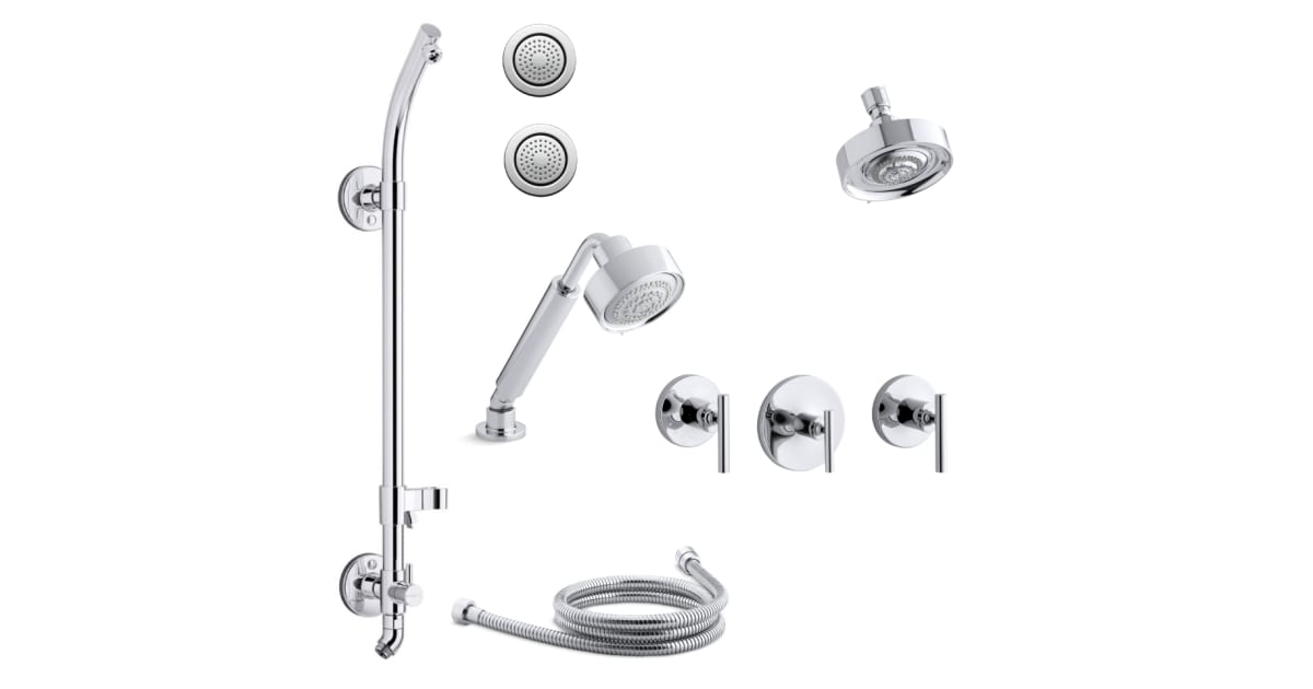 Kohler K-PURIST-MS25HR-4-CP Purist Thermostatic HydroRail Shower System ...
