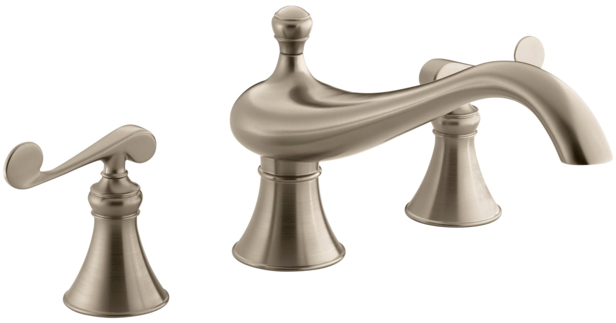 Kohler K-T16119-4-BV Double Handle Deck Mounted Roman Tub Filler Trim ...
