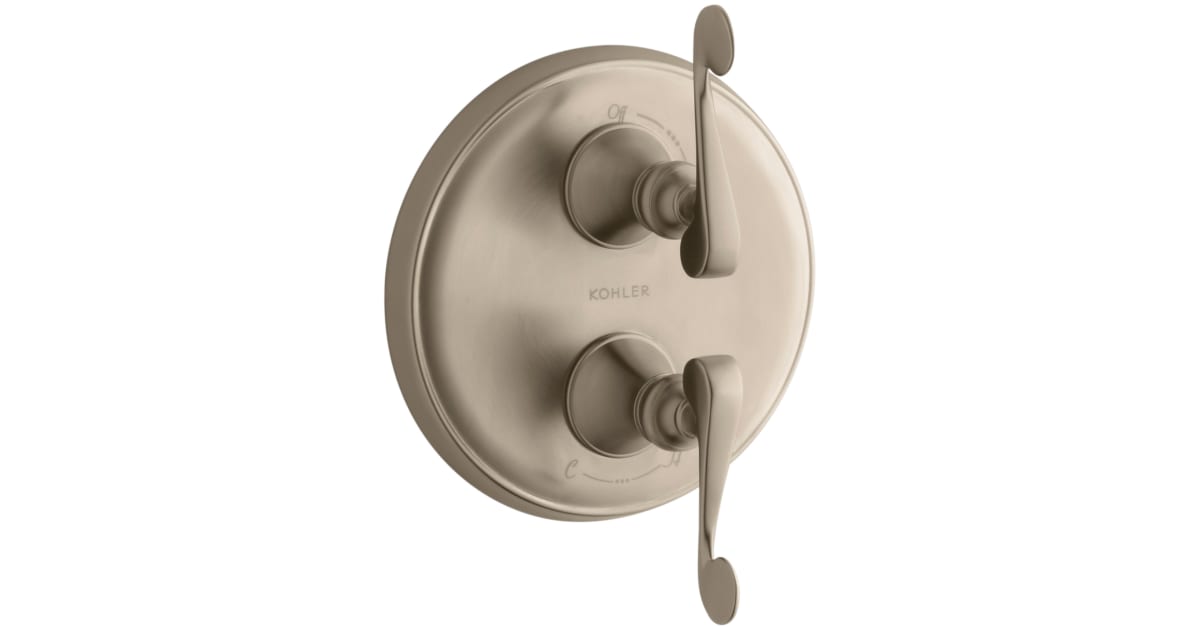 Kohler K-T16176-4-BV Revival Double Metal Lever Handle Thermostatic ...