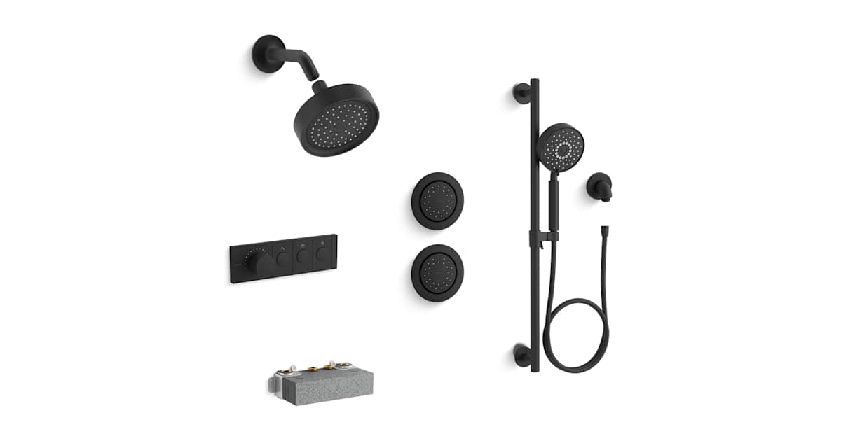 Kohler KSS-Anthem-Purist-3Port-BL Purist Custom Shower System Featuring ...
