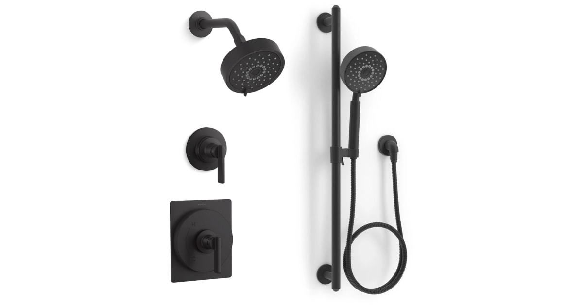 Kohler KSS-Castia-4-RTHS-BL Castia Pressure Balanced Shower System with ...