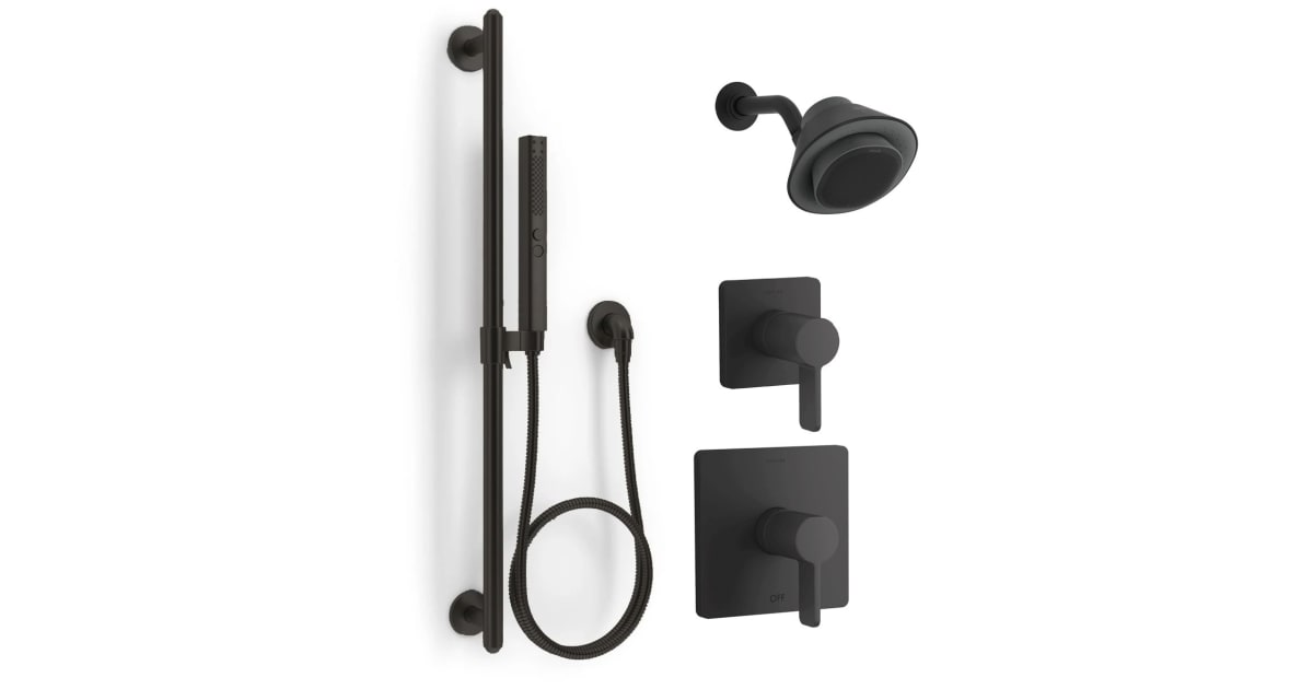 Kohler KSS-Moxie-Parallel-4-SHHS-BL Moxie Pressure Balanced Shower ...