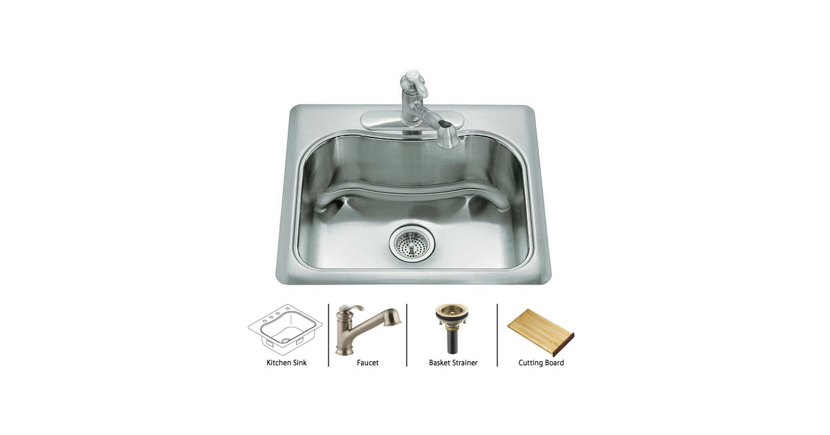 Kohler Staccato-K-3362-1-Package-BV Complete Kitchen Sink and ...