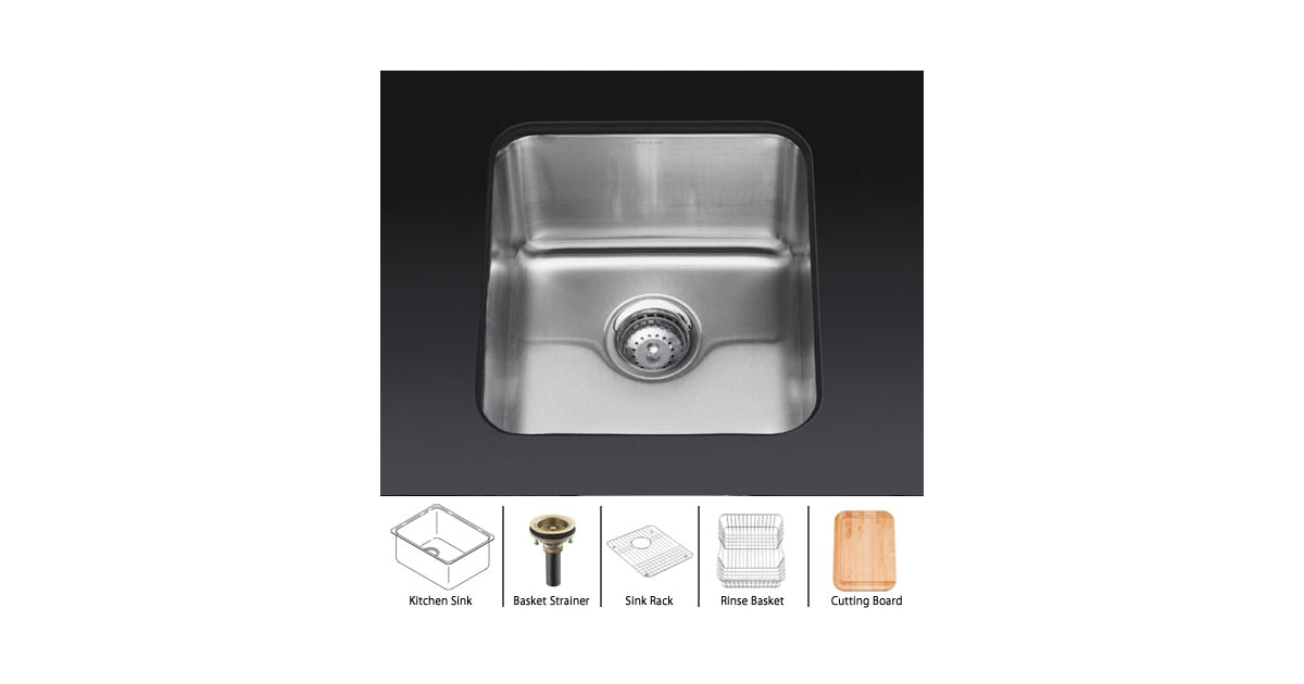 Kohler Undertone-K-3330-Package-BV Complete Kitchen Sink and ...
