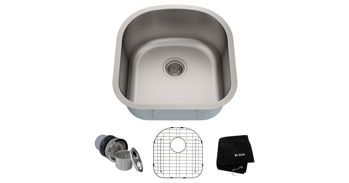 Kraus KBU15 19-3/4" Undermount Single Bowl 16 Gauge Stainless Steel ...