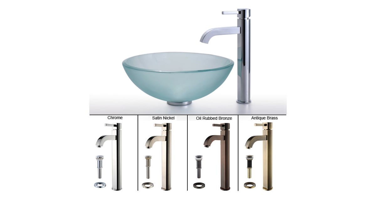 Kraus C-GV-101FR-12mm-1007AB Bathroom Combo - 16-1/2" Frosted Glass ...