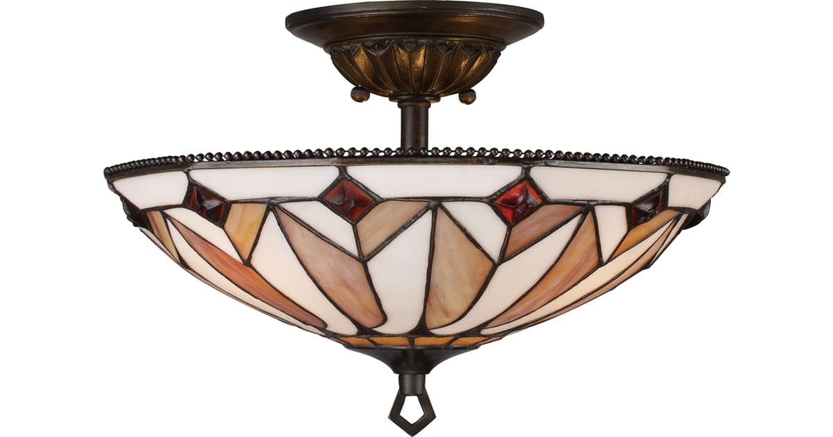 Landmark Lighting 08011-TB Tiffany Three Light Down Lighting Semi Flush ...