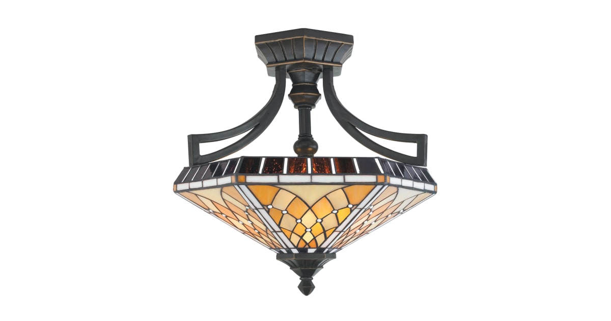 Landmark Lighting 430-GB Tiffany Three Light Down Lighting Semi Flush ...