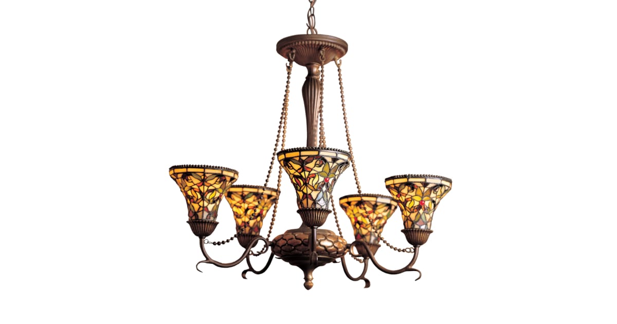 Landmark Lighting 895-GB Tiffany Five Light Up Lighting Chandelier from ...