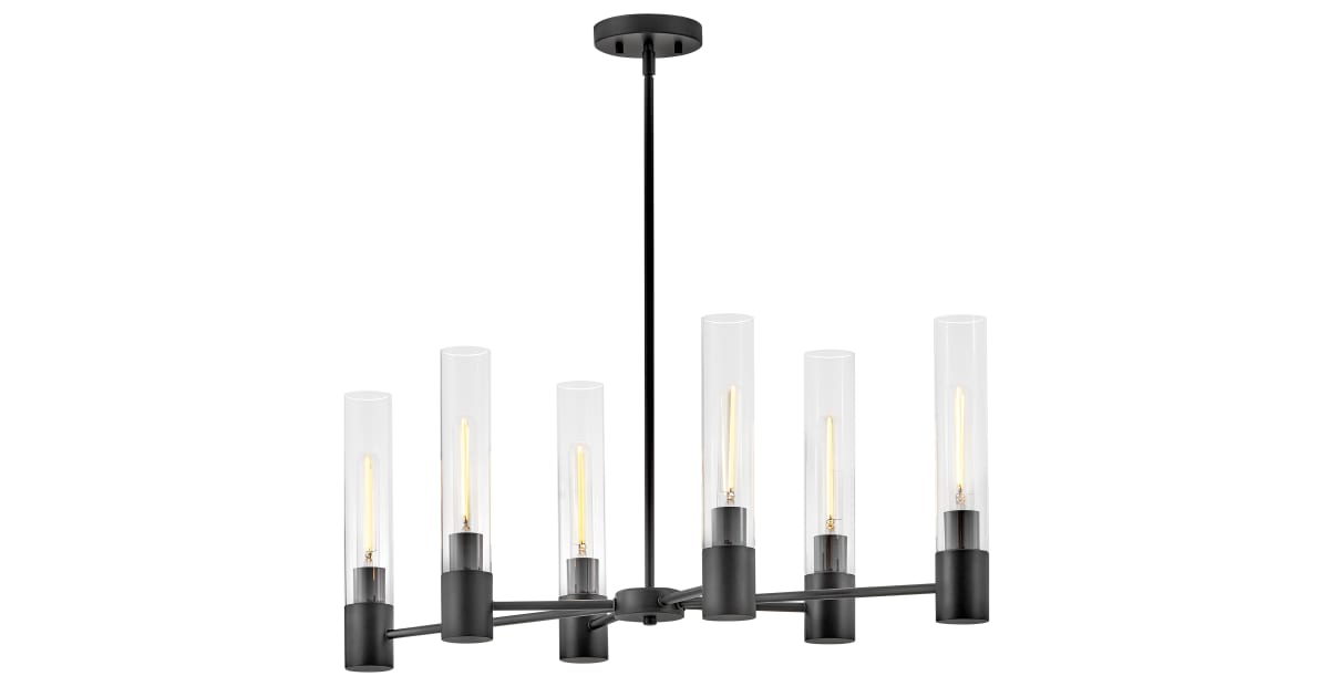 Lark 85406BK Shea 6 Light 34" Wide Linear Chandelier with Clear Glass ...