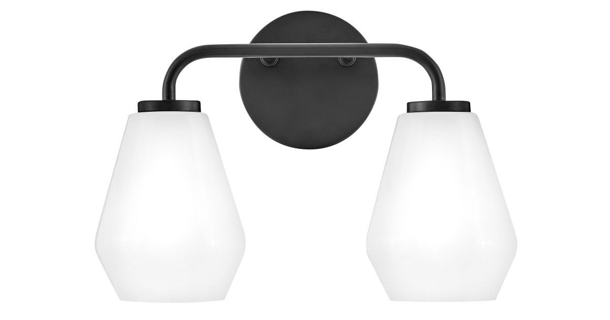Lark 85502BK Gio 2 Light 15" Wide Vanity Light with Cased Opal Glass ...