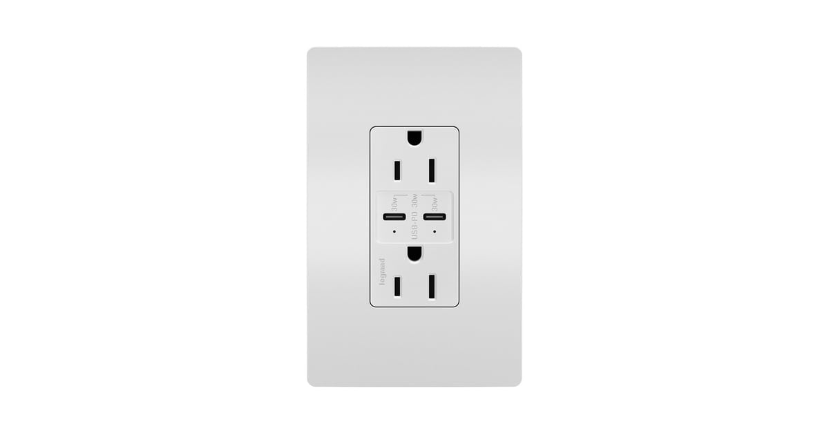 Legrand R26USBCC6WCCV6 radiant 6 Ampere Tamper Resistant Electrical ...