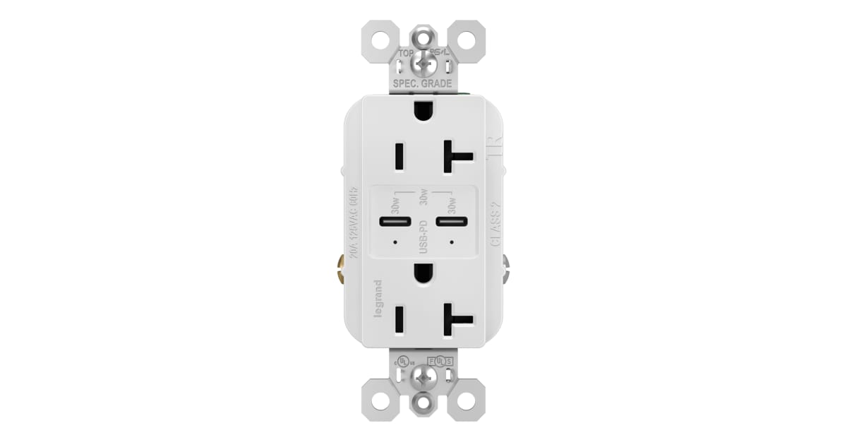 Legrand TR20USBPDW radiant 20 Ampere Spec Grade Tamper Resistant ...