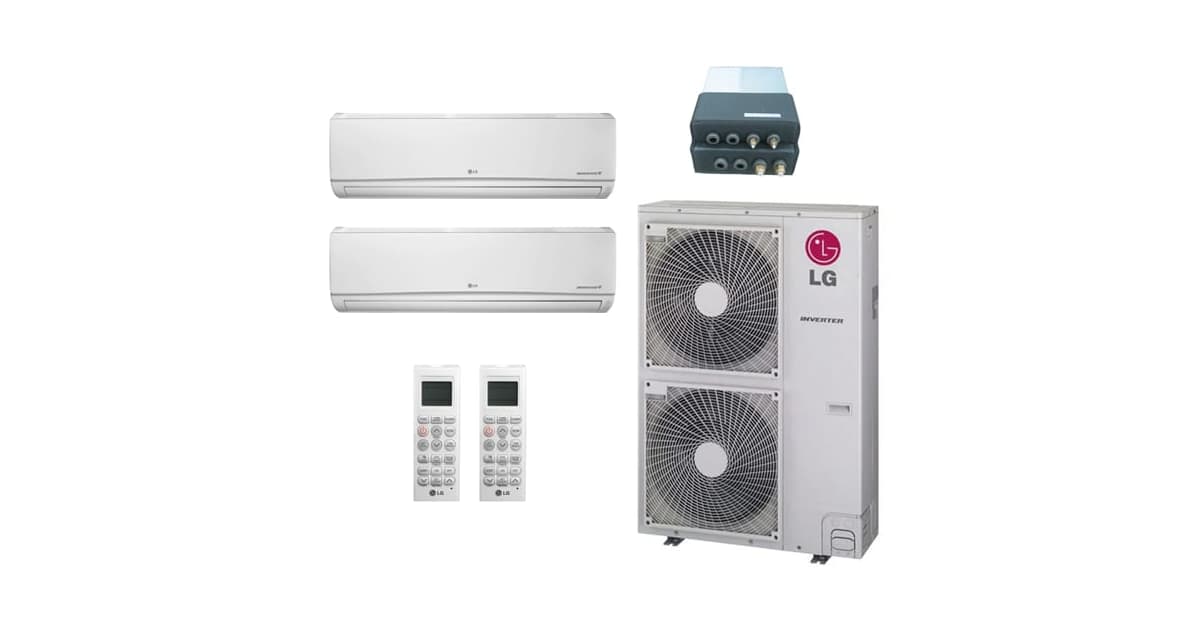 LG L2L42W18180000 42K BTU Cooling 21.5 SEER2 Two Zone Wall Mount Mini ...
