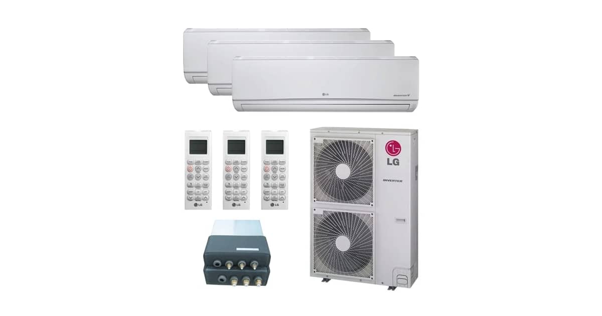 LG L3L42W15152400 42K BTU Cooling 21.5 SEER2 Three Zone Wall Mount Mini ...