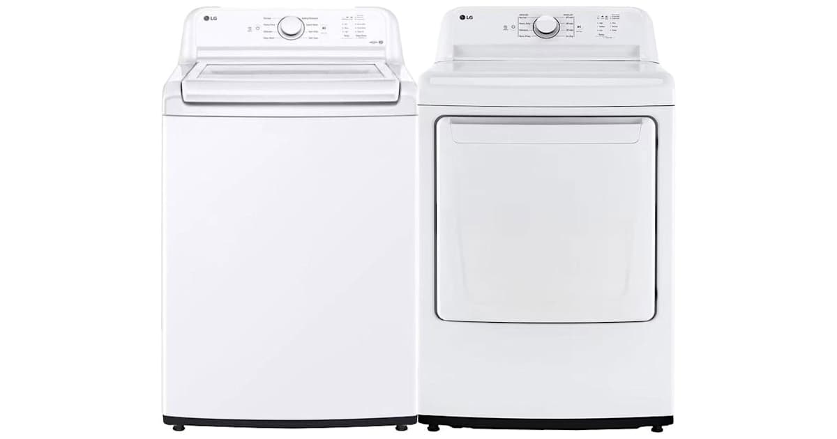 LG WT6100CW-DLE6100W 27 Inch Wide 4.3 Cu. Ft. Top Load Washer and 27 ...