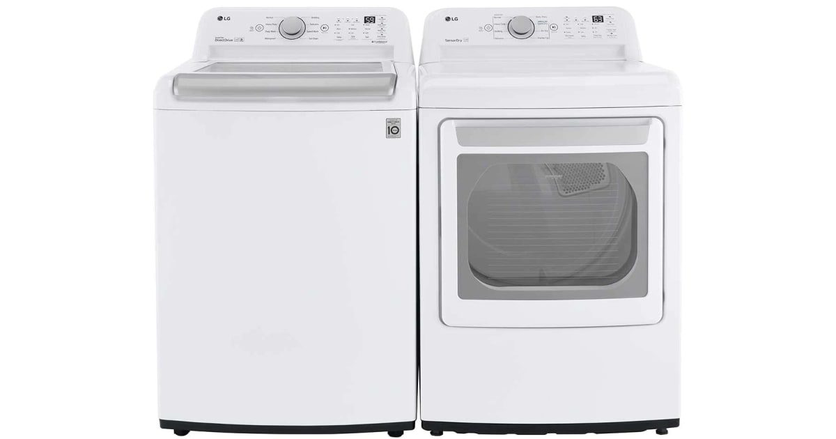 LG WT7150CW-DLE7150W 28 Inch Wide 5 Cu. Ft. Top Load Washer and 27 Inch ...