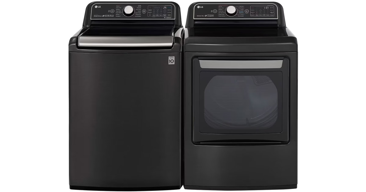 LG WT7900HBA-DLEX7900BE 27 Inch Wide 5.5 Cu. Ft. Top Load Washer and 7.3 Cu. Ft. Front Load ...